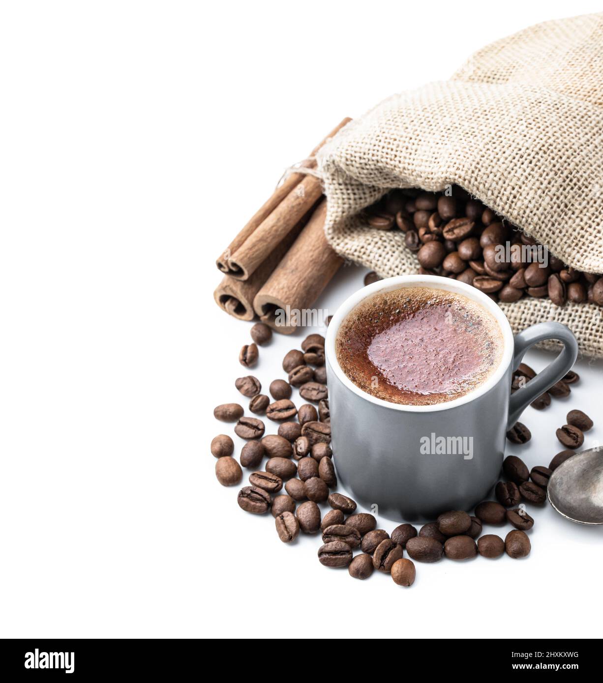 Fresh made coffee in small coffee cup isolated on white Stock Photo - Alamy