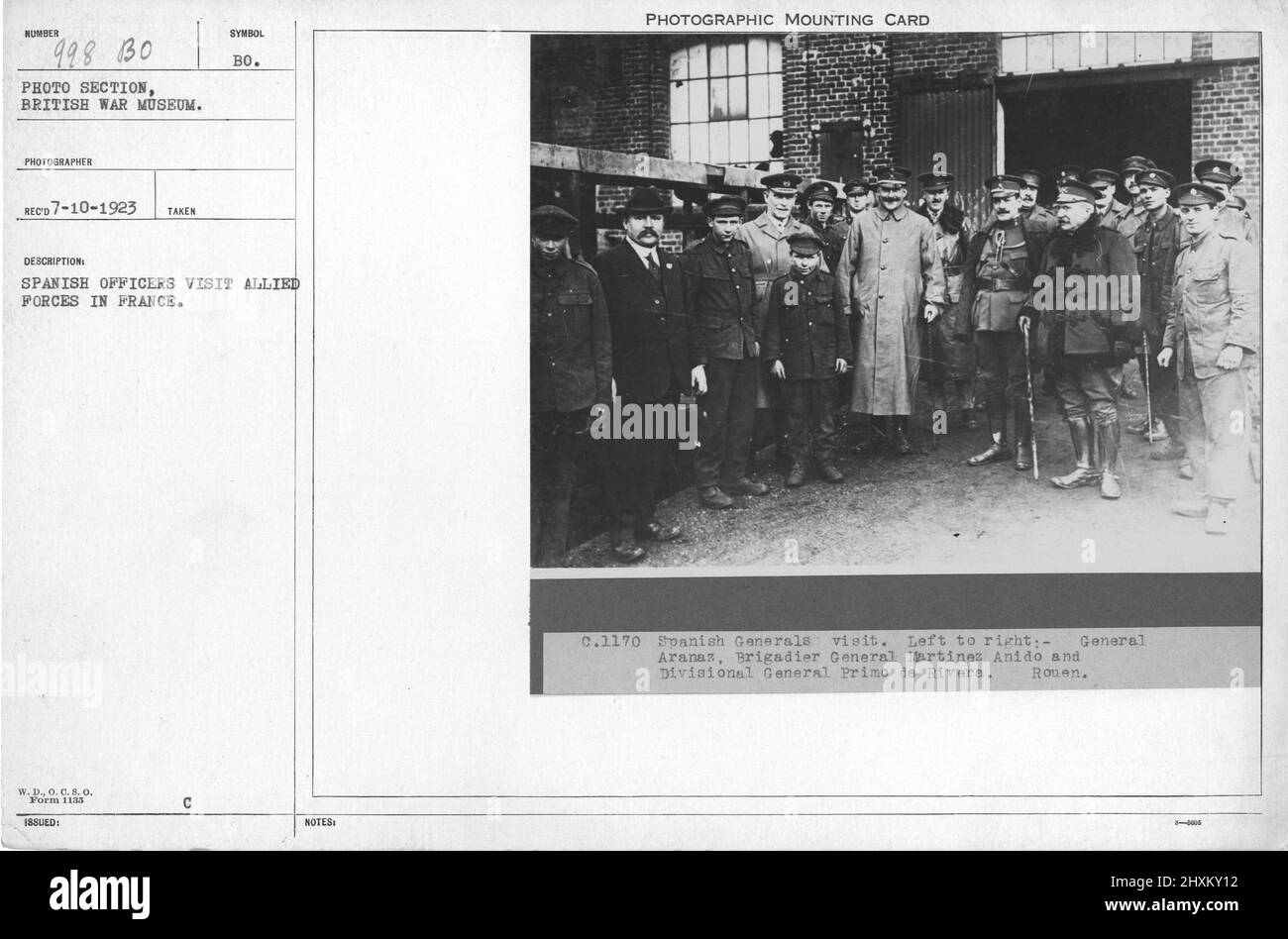 Spanish officers visit allied forces in France. Collection of World War ...