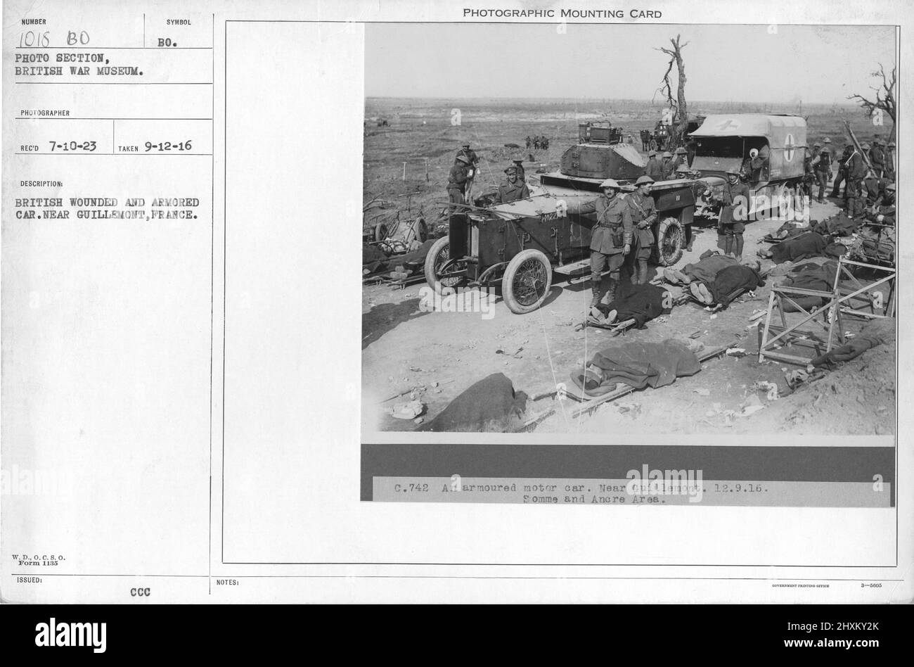 British wounded and armored car. Near Guillemont, France. Collection of ...