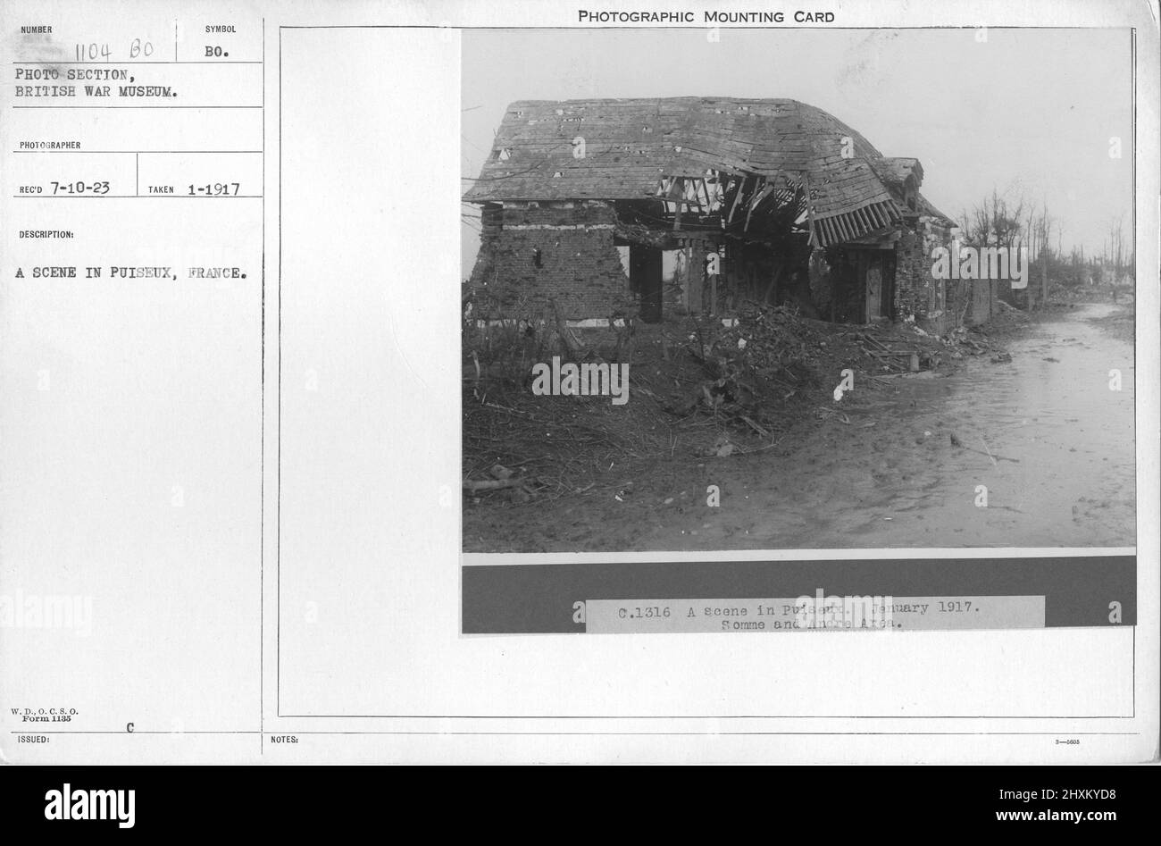 A scene in Puiseux, France. Collection of World War I Photographs, 1914-1918 that depict the ...