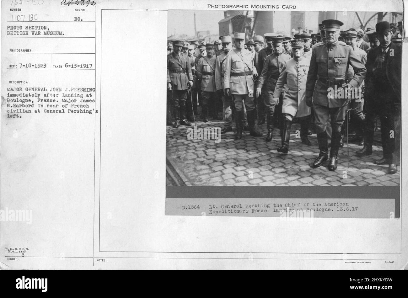 Major General John J. Pershing immediately after landing at Boulogne ...
