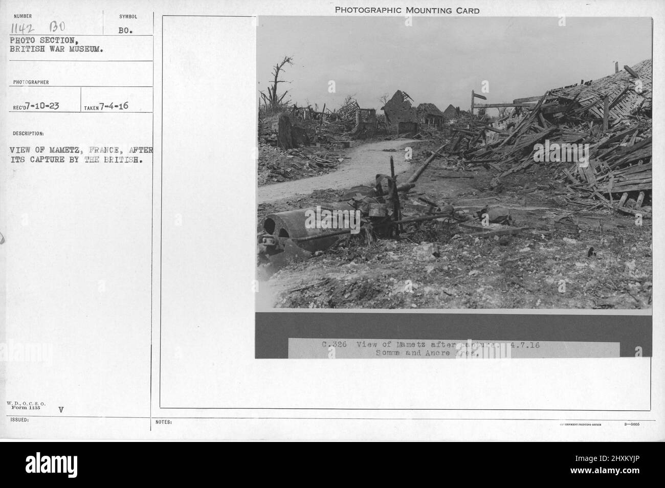 View of Mametz, France, after its capture by the British. Collection of ...