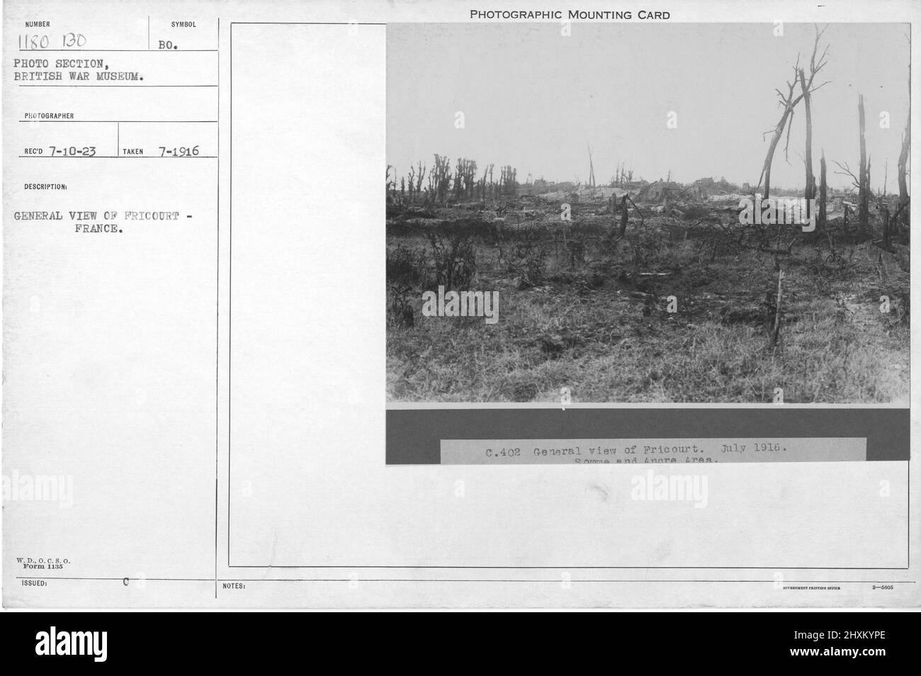 General view of Fricourt - France. Collection of World War I ...