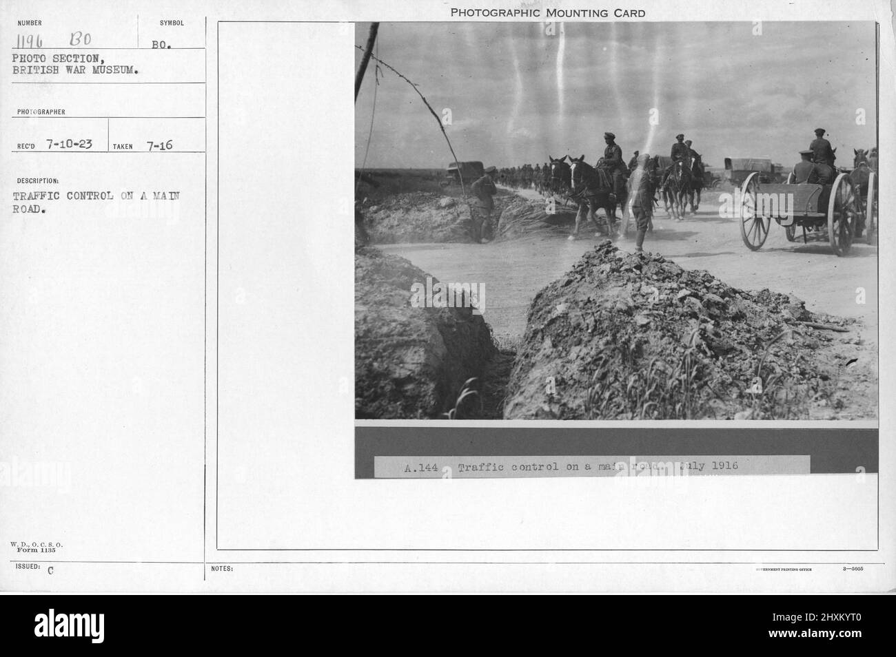 Traffic control on a main road. Collection of World War I Photographs ...