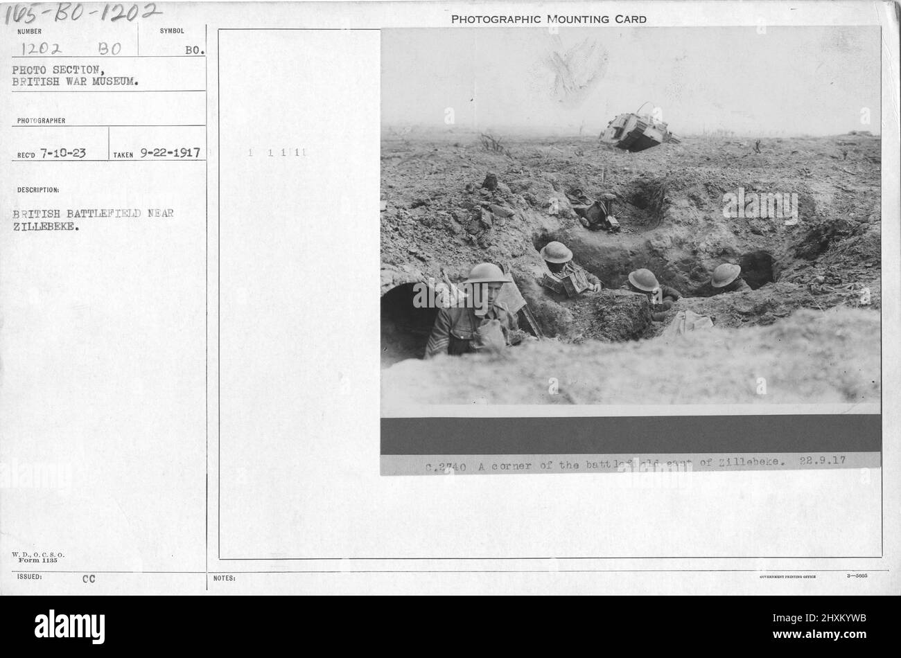 British battlefield near Zillebeke. 9-22-1917. Collection of World War ...