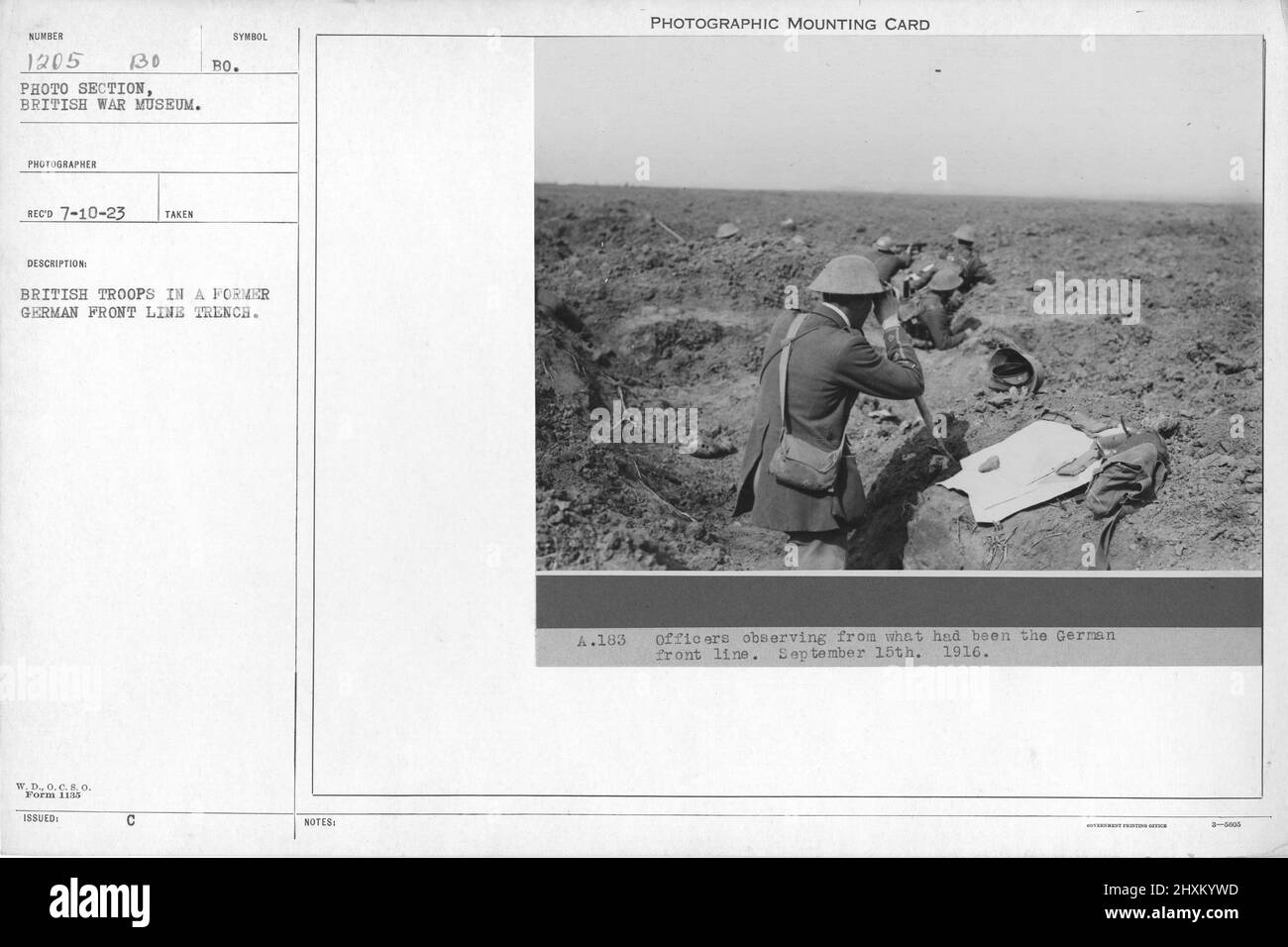 British troops in a former German front line trench. September 15th ...