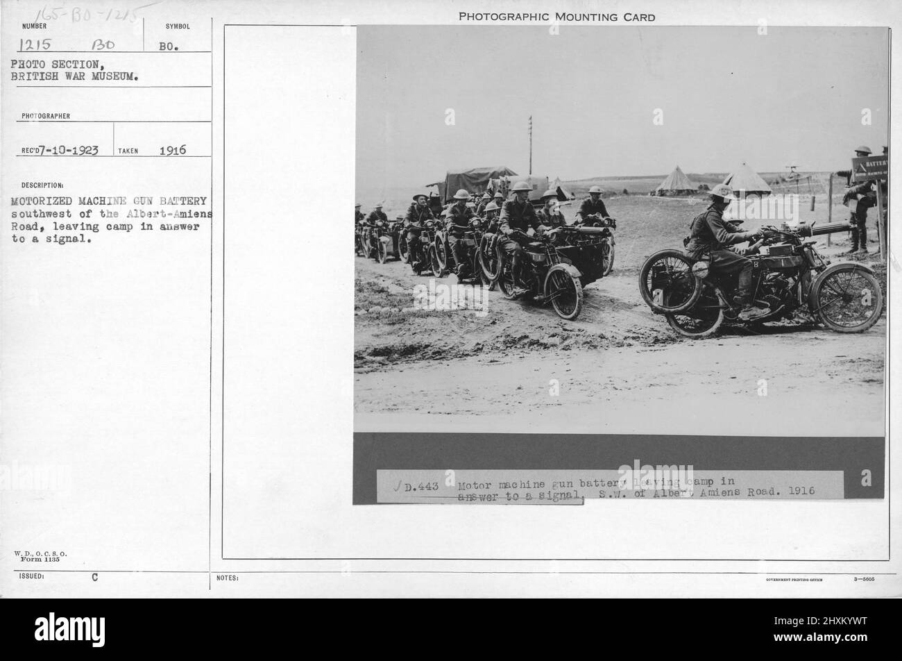 Motorized machine gun battery southwest of the Albert-Amiens Road ...