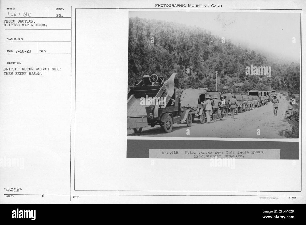 British motor convoy near Iman Zedeh Hasam. Collection of World War I ...