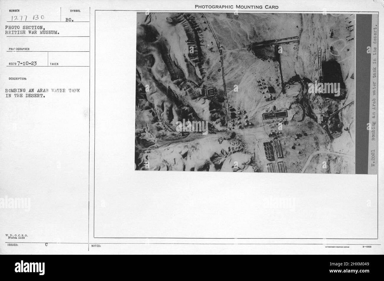 Bombing an Arab water tank in the desert. Collection of World War I ...