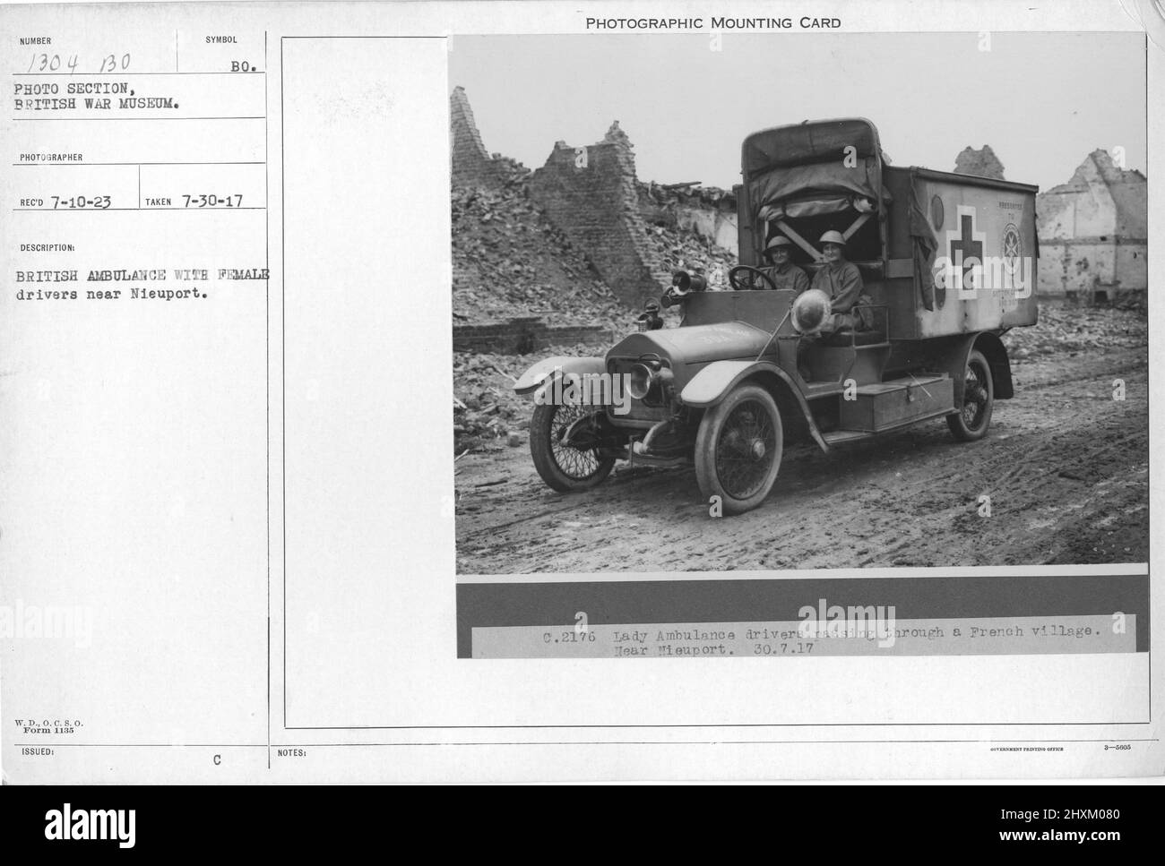 British ambulance with female drivers near Nieuport. 7-30-1917 ...