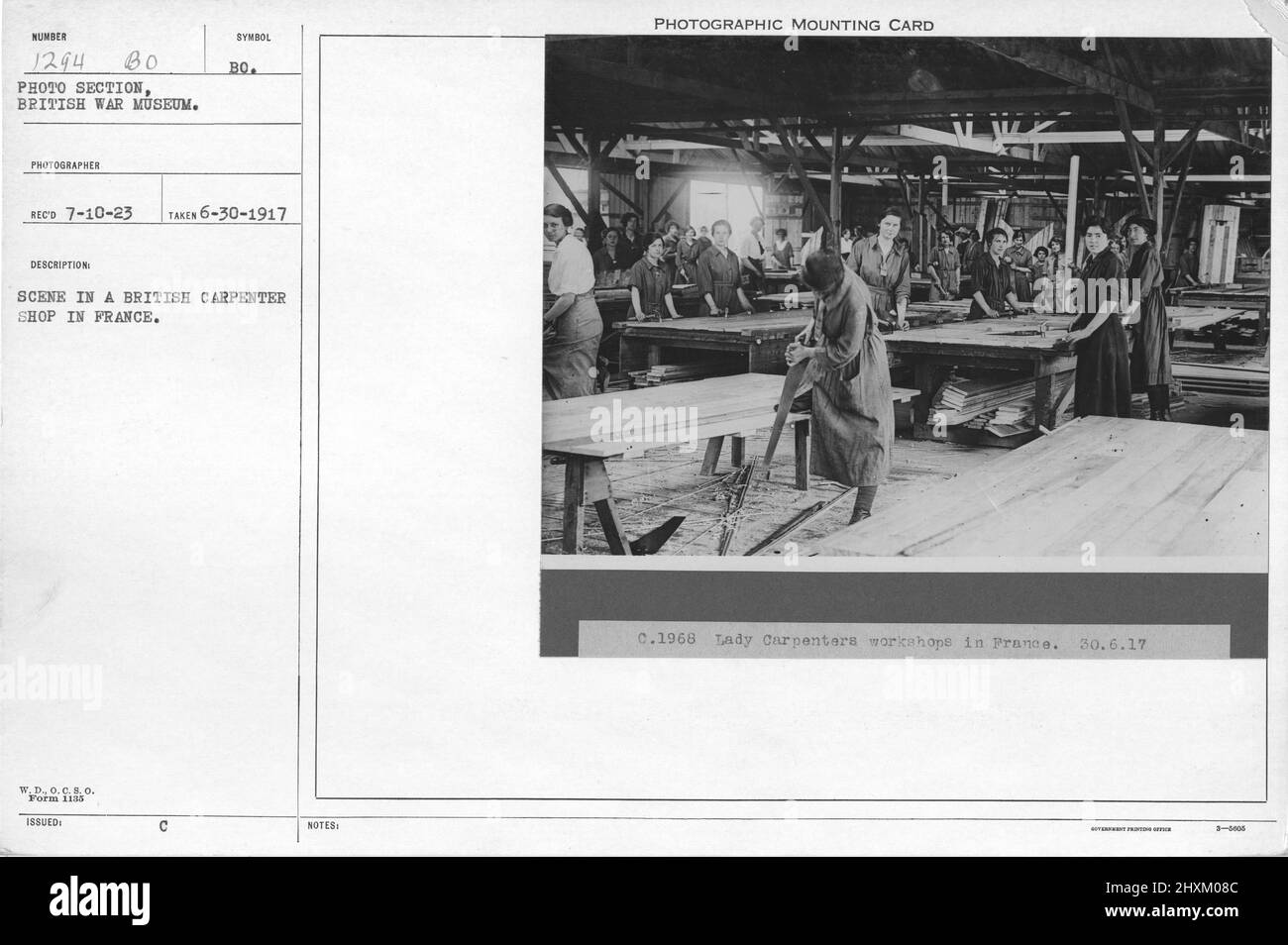 Scene in a British carpenter shop in France. 6-30-1917. Collection of ...