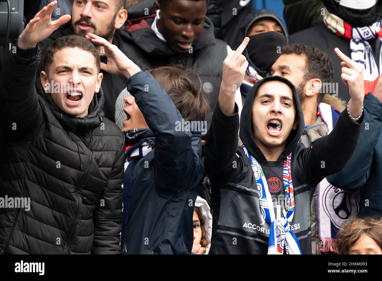 Fans of PSG during the Ligue 1 Uber Eats match between Paris Saint ...