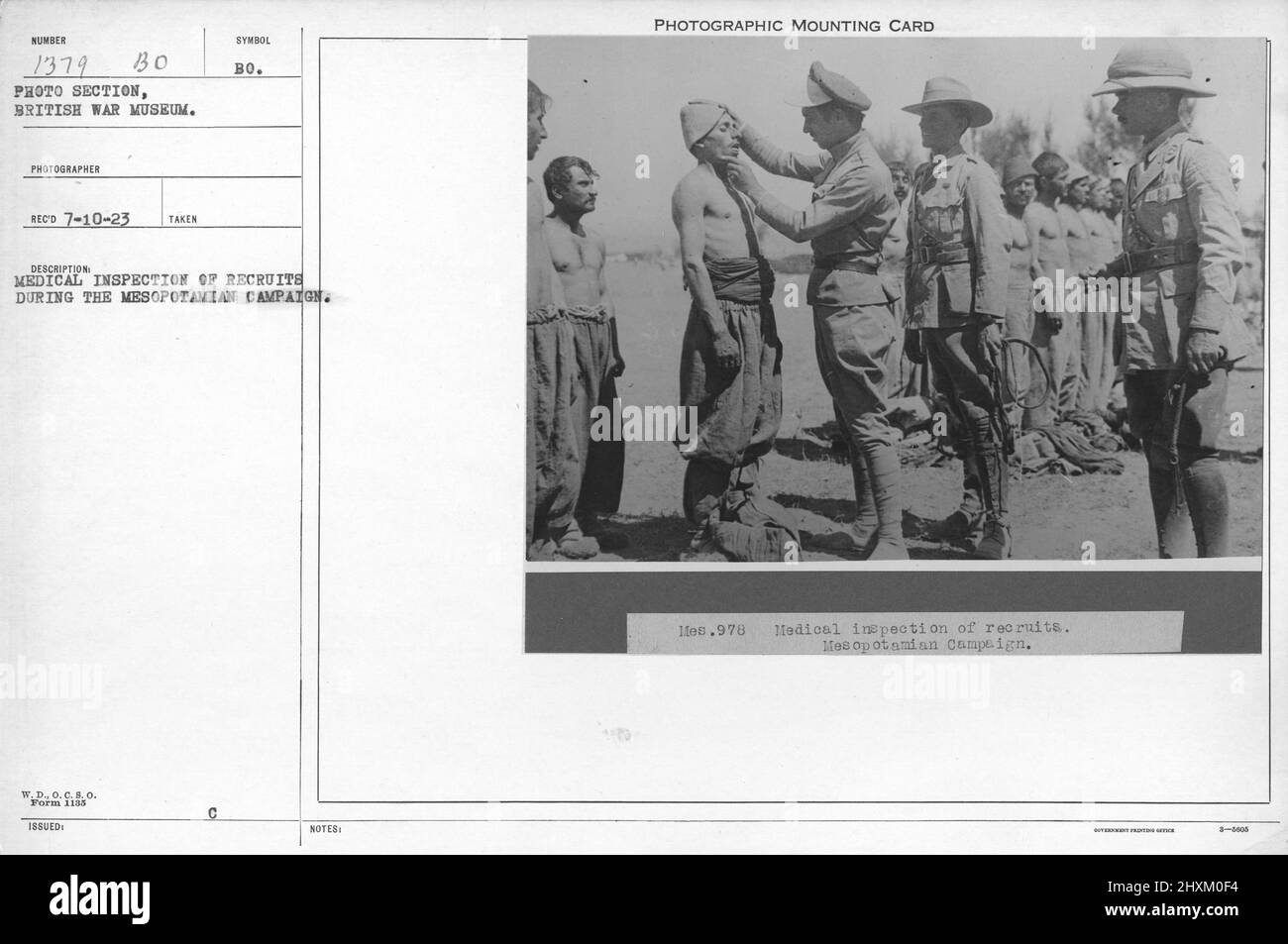 Medical inspection of recruits during the Mesopotamian campaign ...
