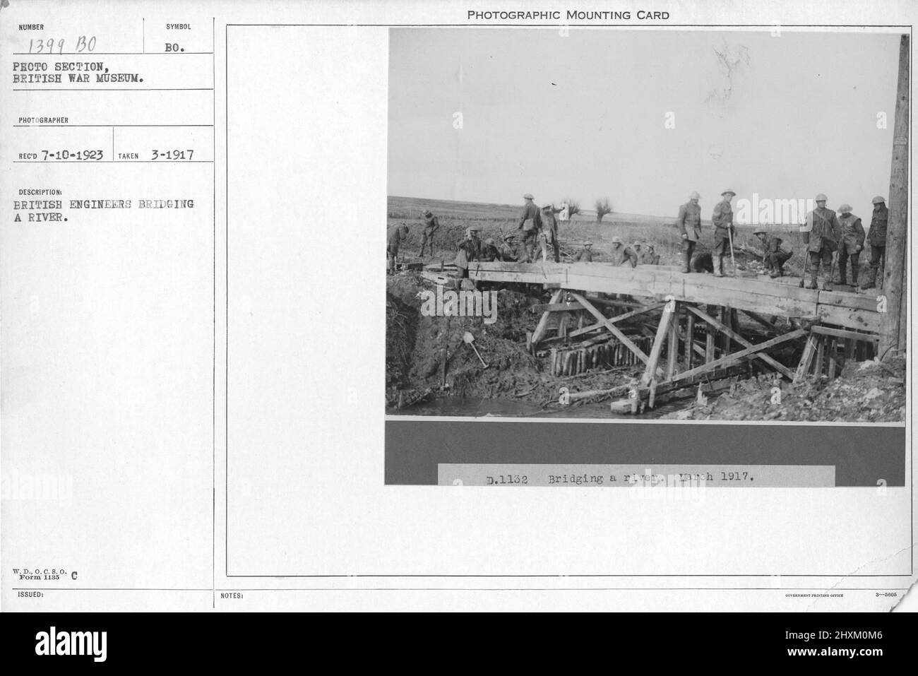 British engineers bridging a river. 3-1917. Collection of World War I ...