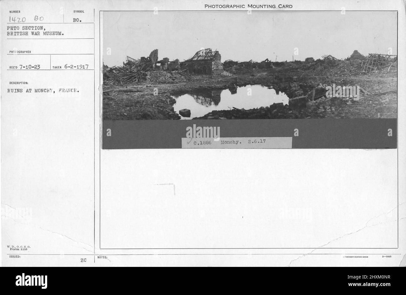 Ruins at Monchy, France. Collection of World War I Photographs, 1914 ...