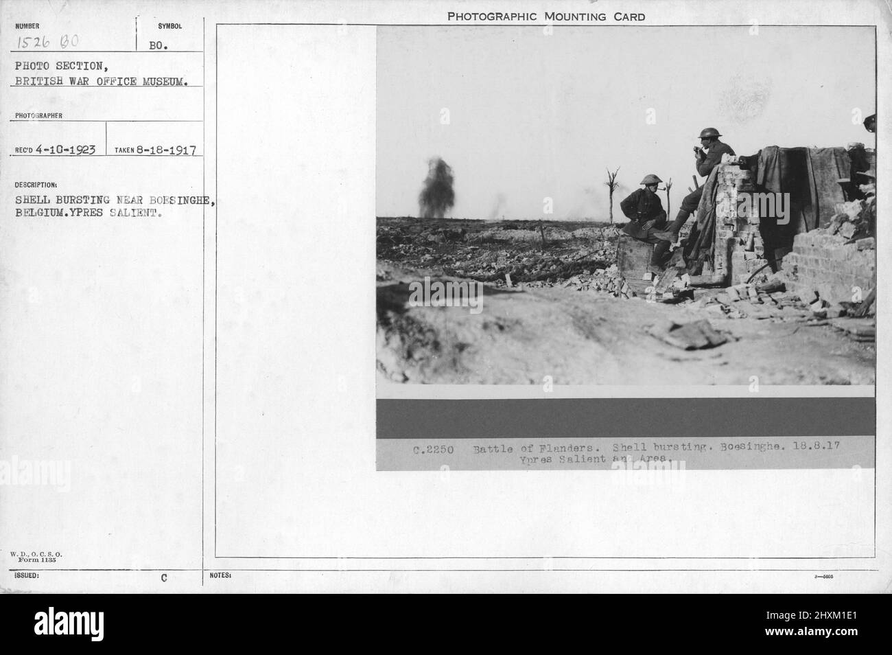 Shell bursting near Boesinghe, Belgium. Ypres Salient. 8-18-1917 ...