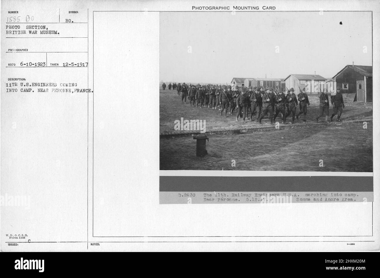 11th U.S. Engineers coming into camp. Near Peronne, France. 12-5-1917 ...