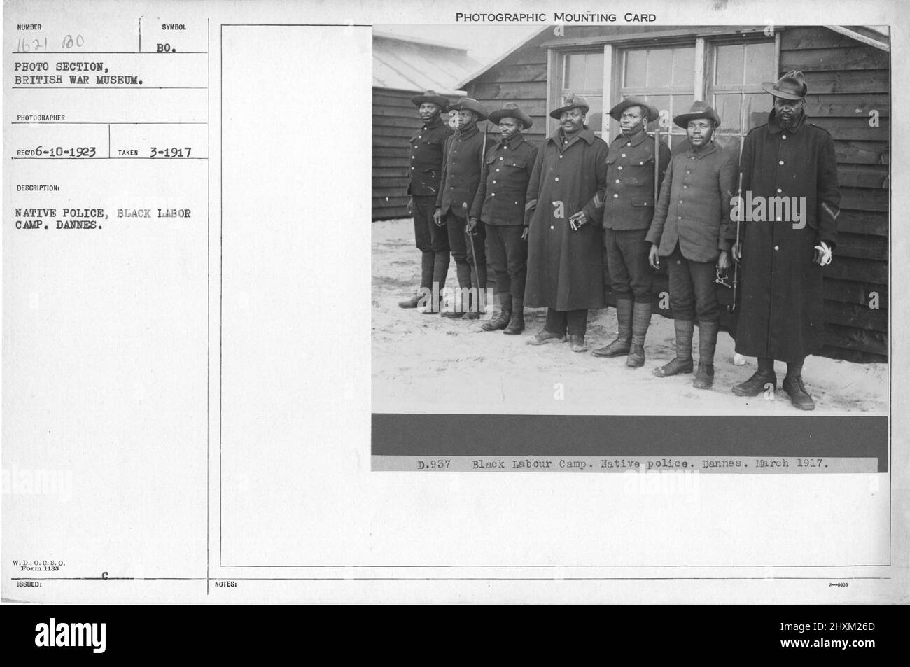 Native police, Black Labour Camp. Dannes. March 1917. Collection of ...