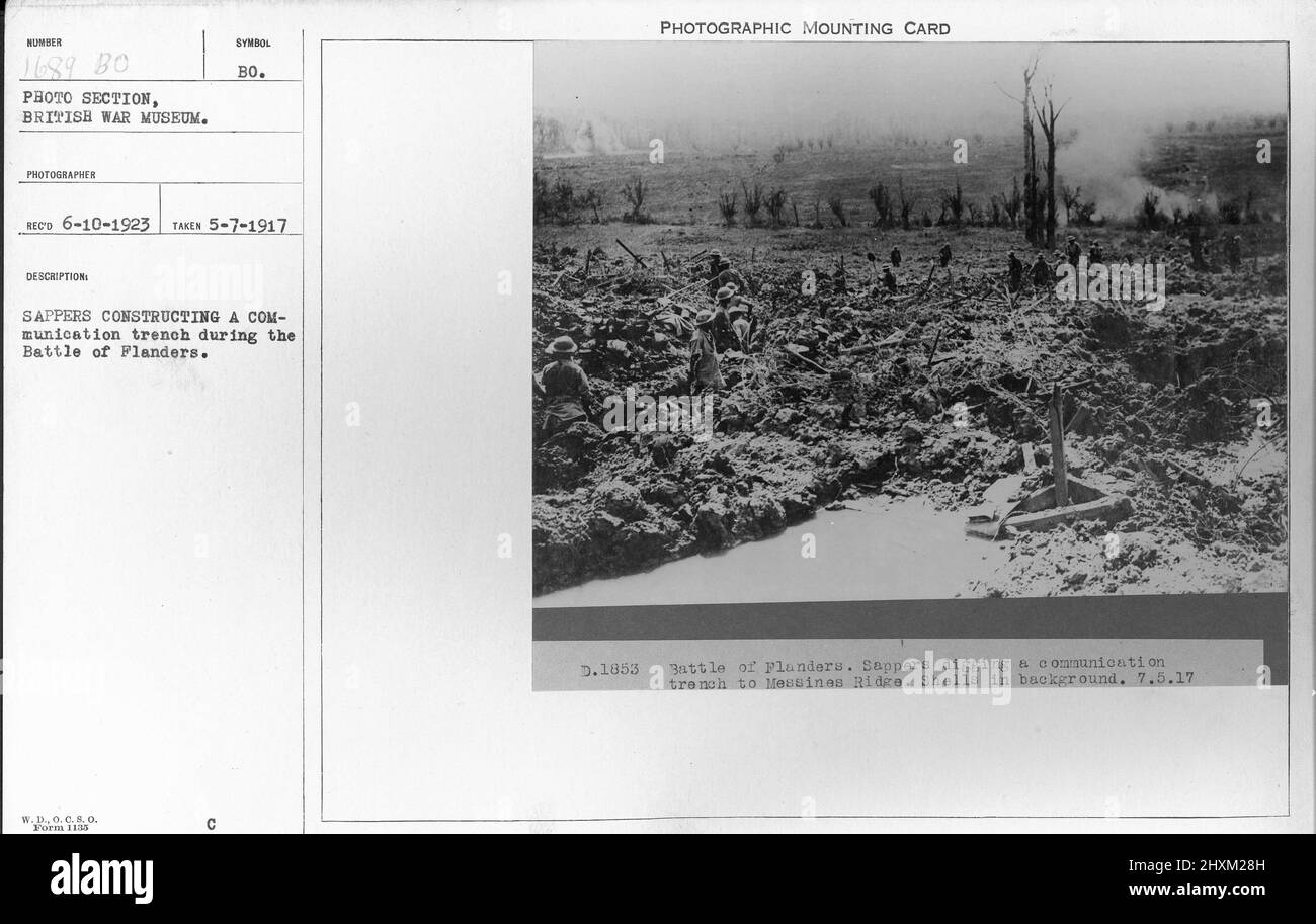 Sappers constructing a communication trench during the Battle of ...
