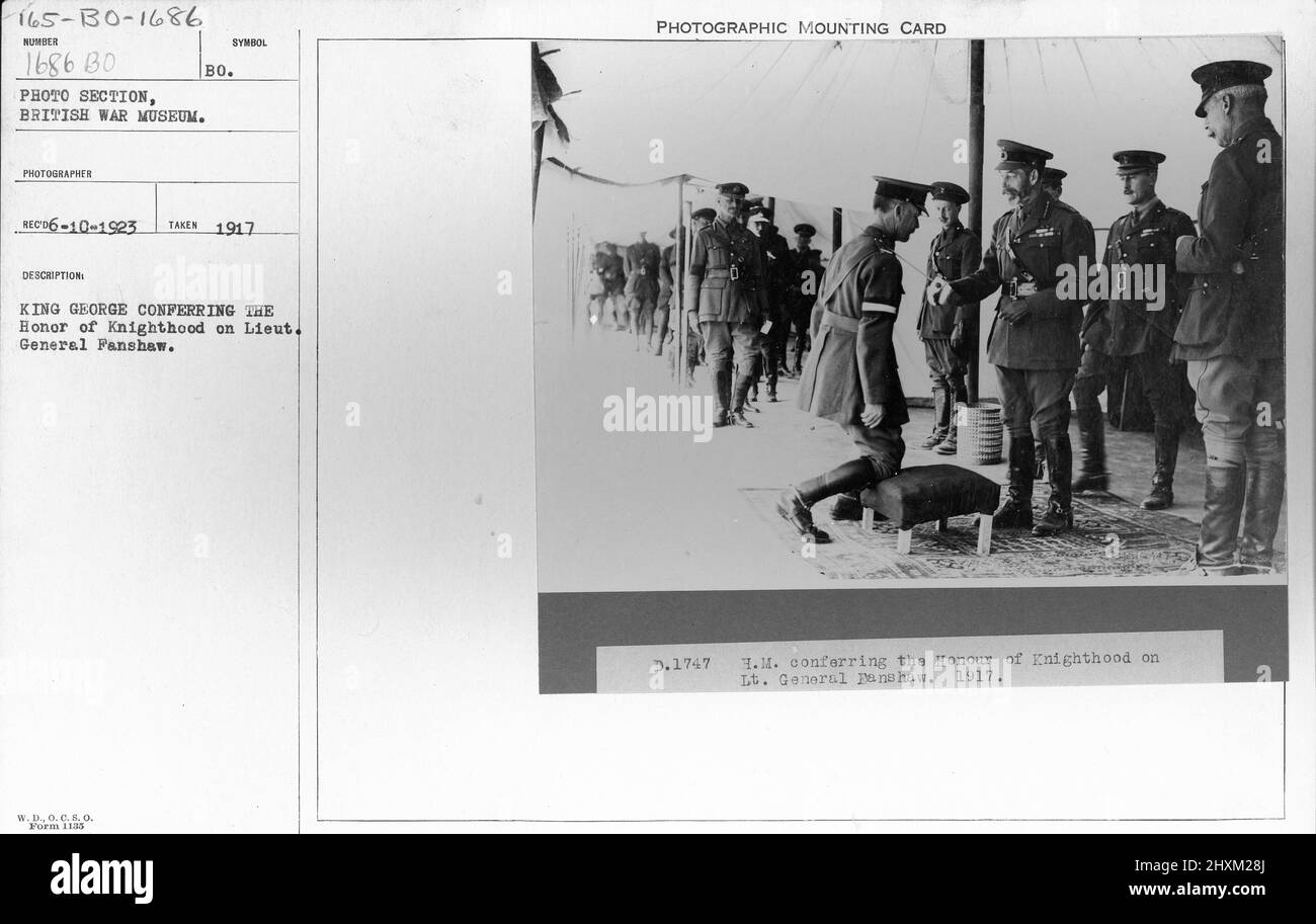 King George conferring the Honor of Knighthood on Lieut. General ...