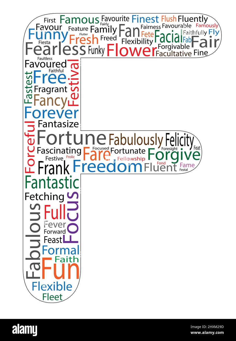 ABC word cloud. Positive words Letter F Stock Vector Image & Art - Alamy