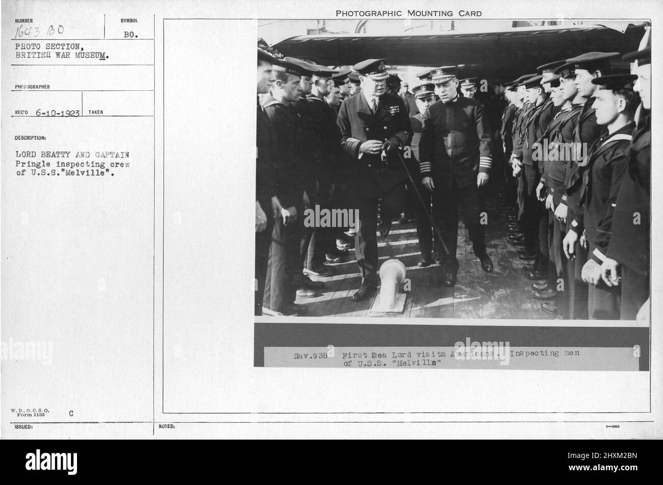 Lord Beatty and Captain Pringle inspecting crew of U.S.S. "Melville ...