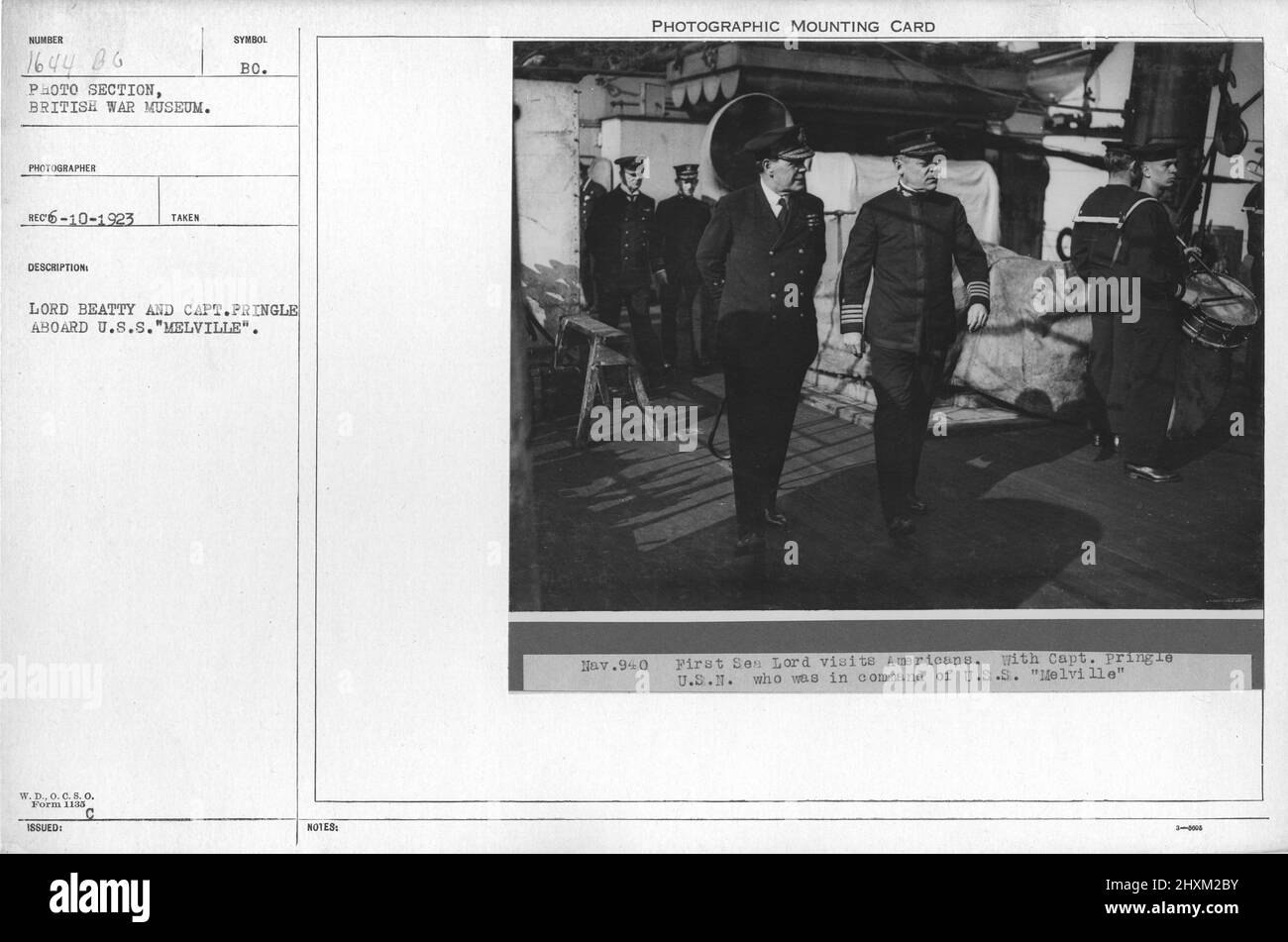 Lord Beatty and Captain Pringle aboard U.S.S. "Melville". Collection of ...
