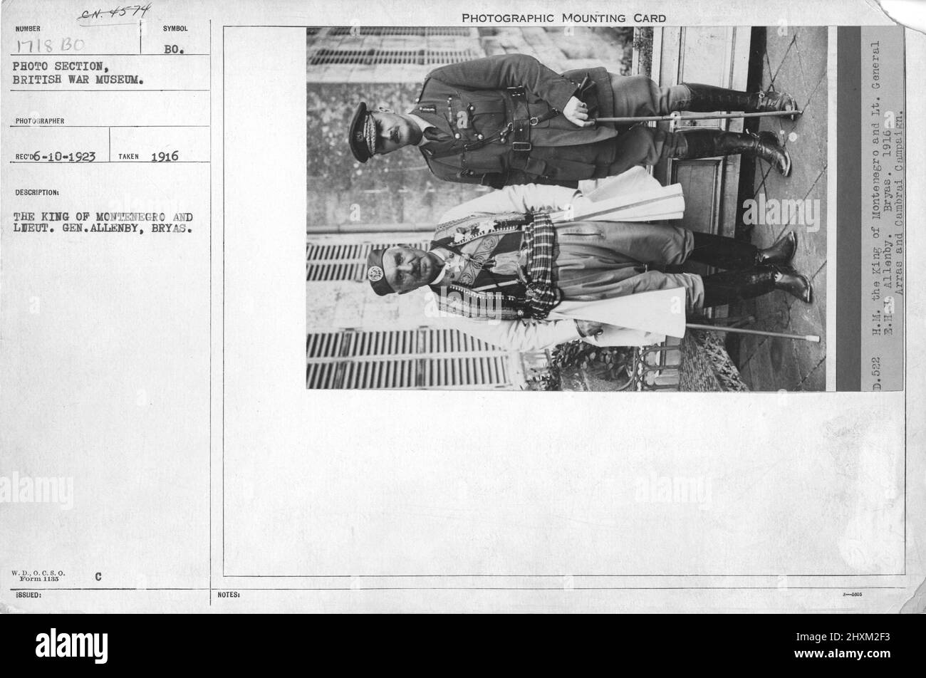 The King of Montenegro and Lieut. Gen. Allenby, Bryas. Collection of ...