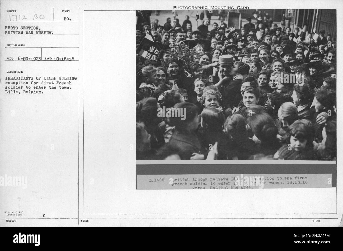 Inhabitants of Lille holding reception for first French soldier to ...
