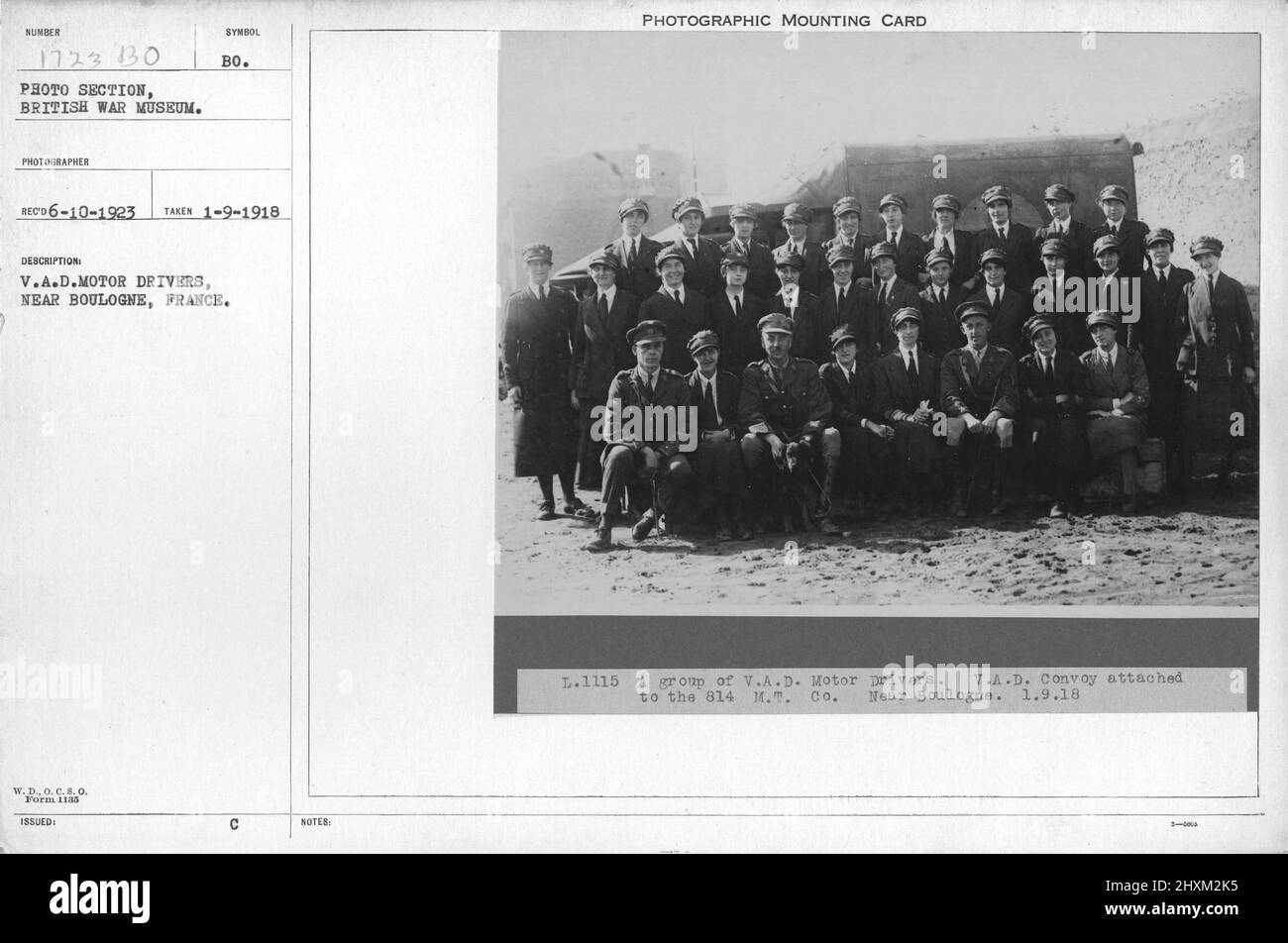 V.A.D. motor drivers, near Boulogne, France. Collection of World War I ...