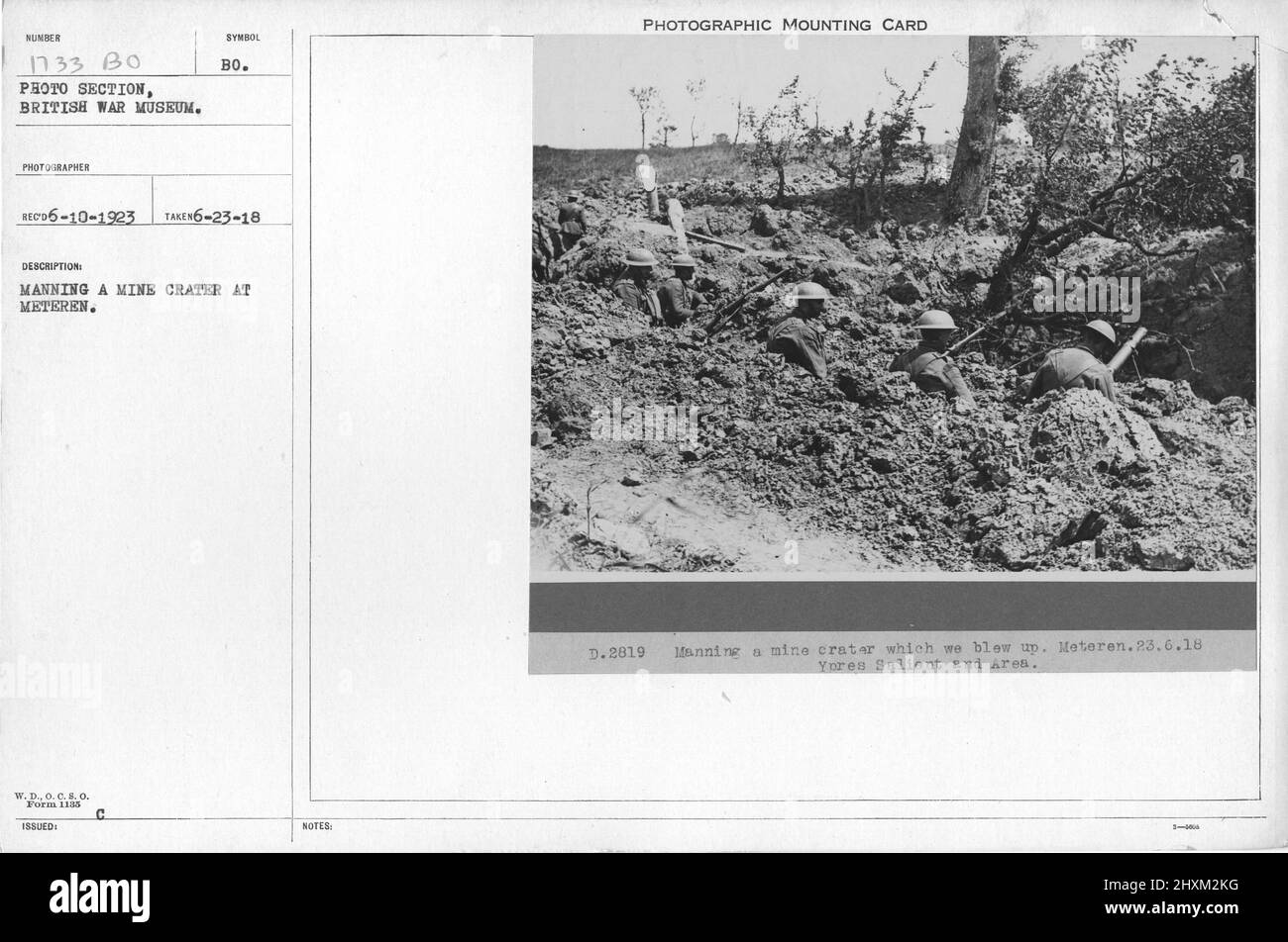 Manning a mine crater at Meteren. Collection of World War I Photographs ...