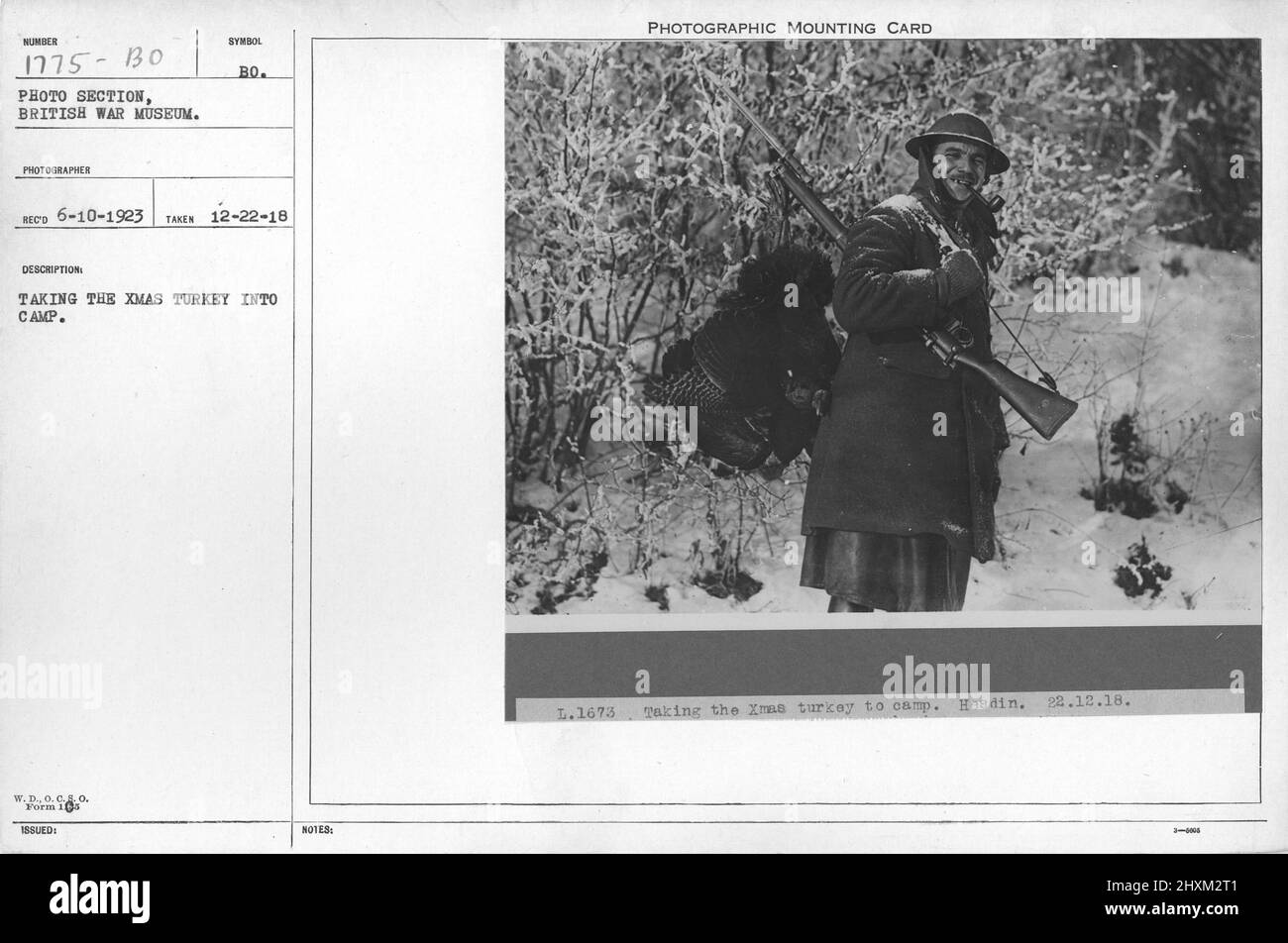 Taking the Christmas turkey into Camp. Collection of World War I ...