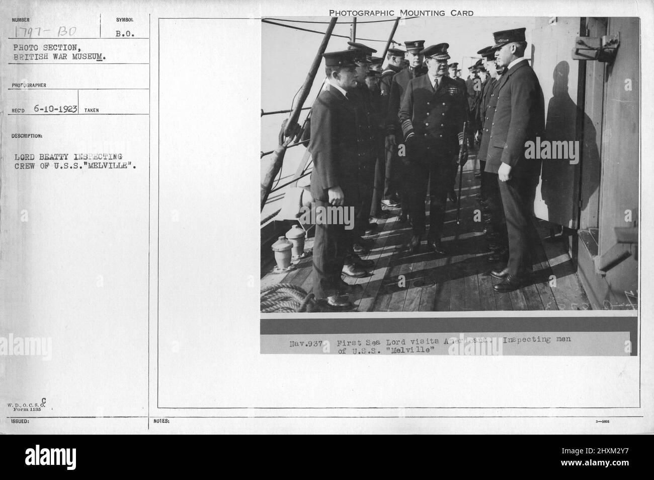 Lord Beatty inspecting crew of U.S.S. "Melville". Collection of World ...