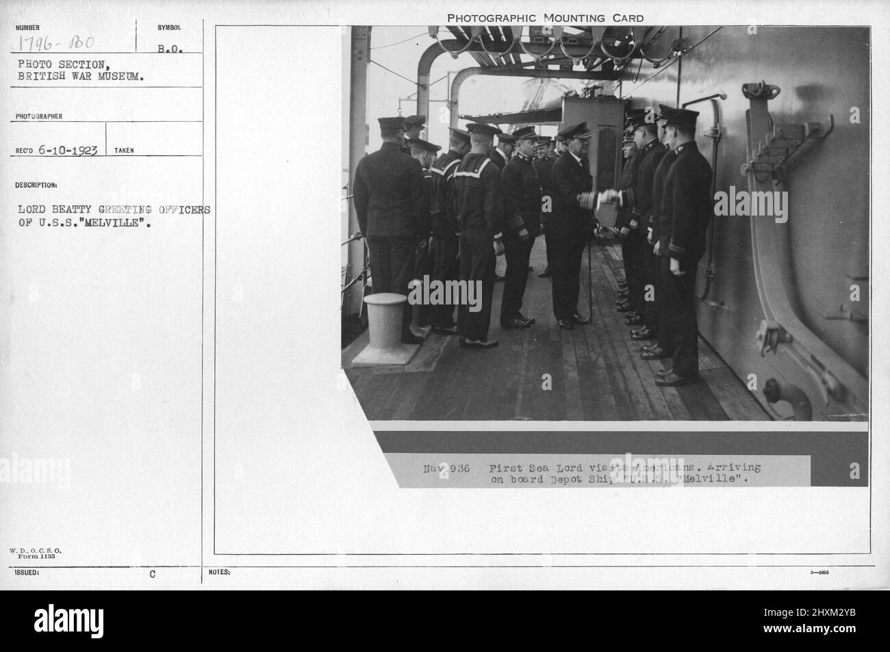 Lord Beatty greeting officers of U.S.S. "Melville". Collection of World ...