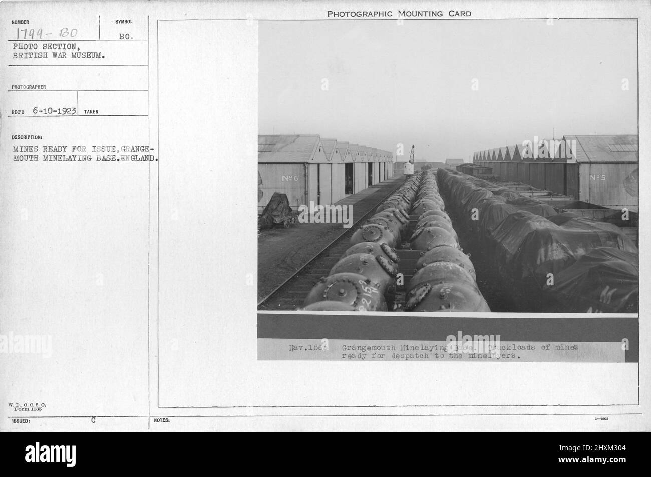 Mines ready for issue, grangemouth minelaying base. England. Collection ...