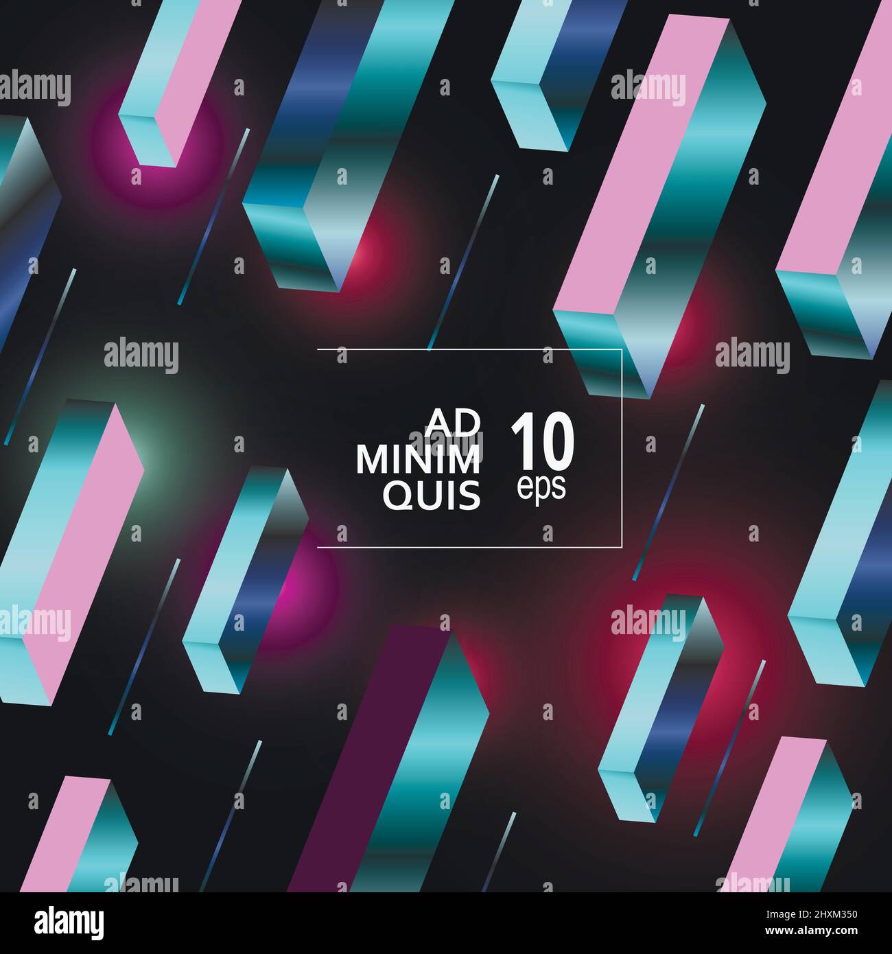 Modern isometric structure with parallelepipeds. Vector graphics ...