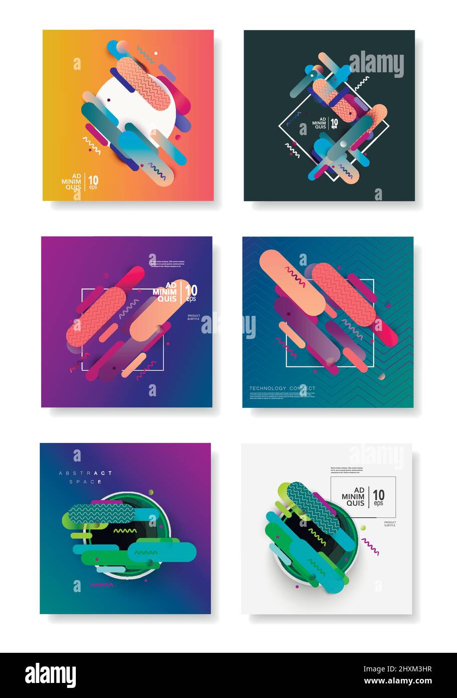 Vector illustration of dynamic composition made of various colored ...