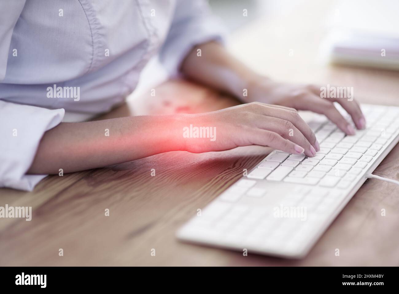 Too much typing- carpal tunnel syndrome. Cropped shot of a ...