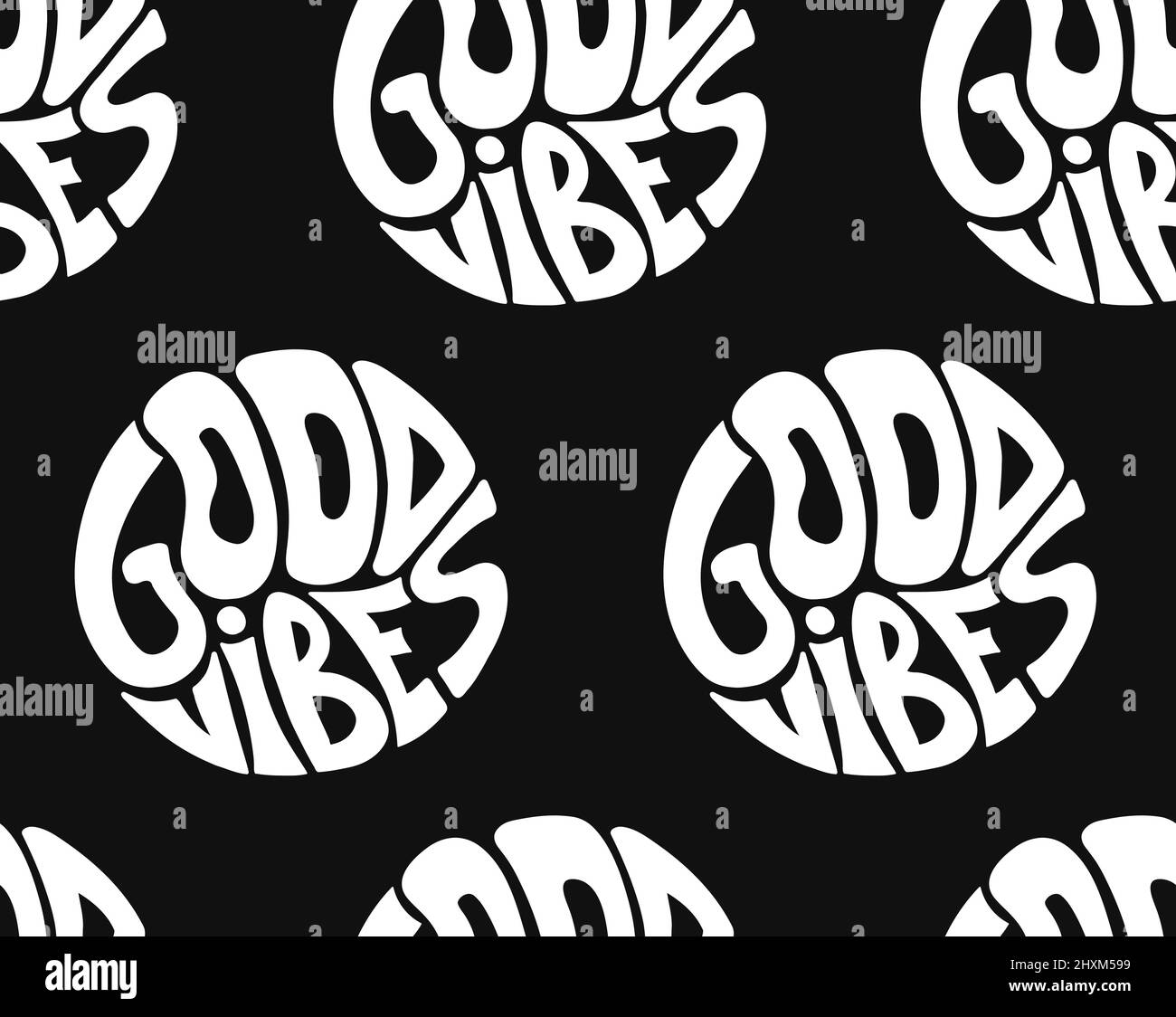 Good vibes only quote in circle seamless pattern,wallpaper. Vector hand ...