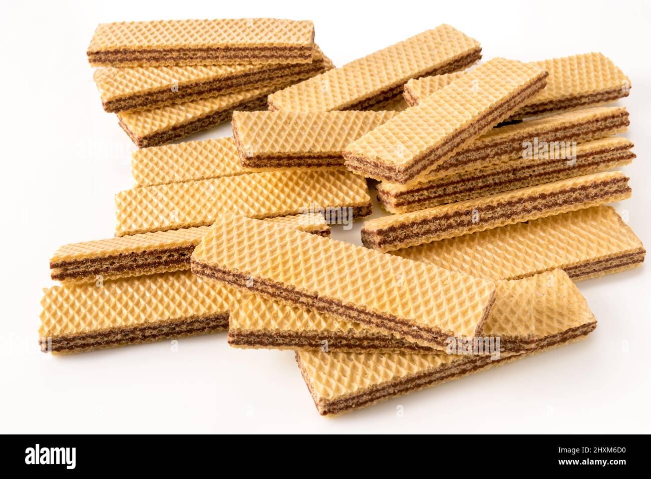 Wafer biscuits with chocolate isolated on white background Stock Photo ...