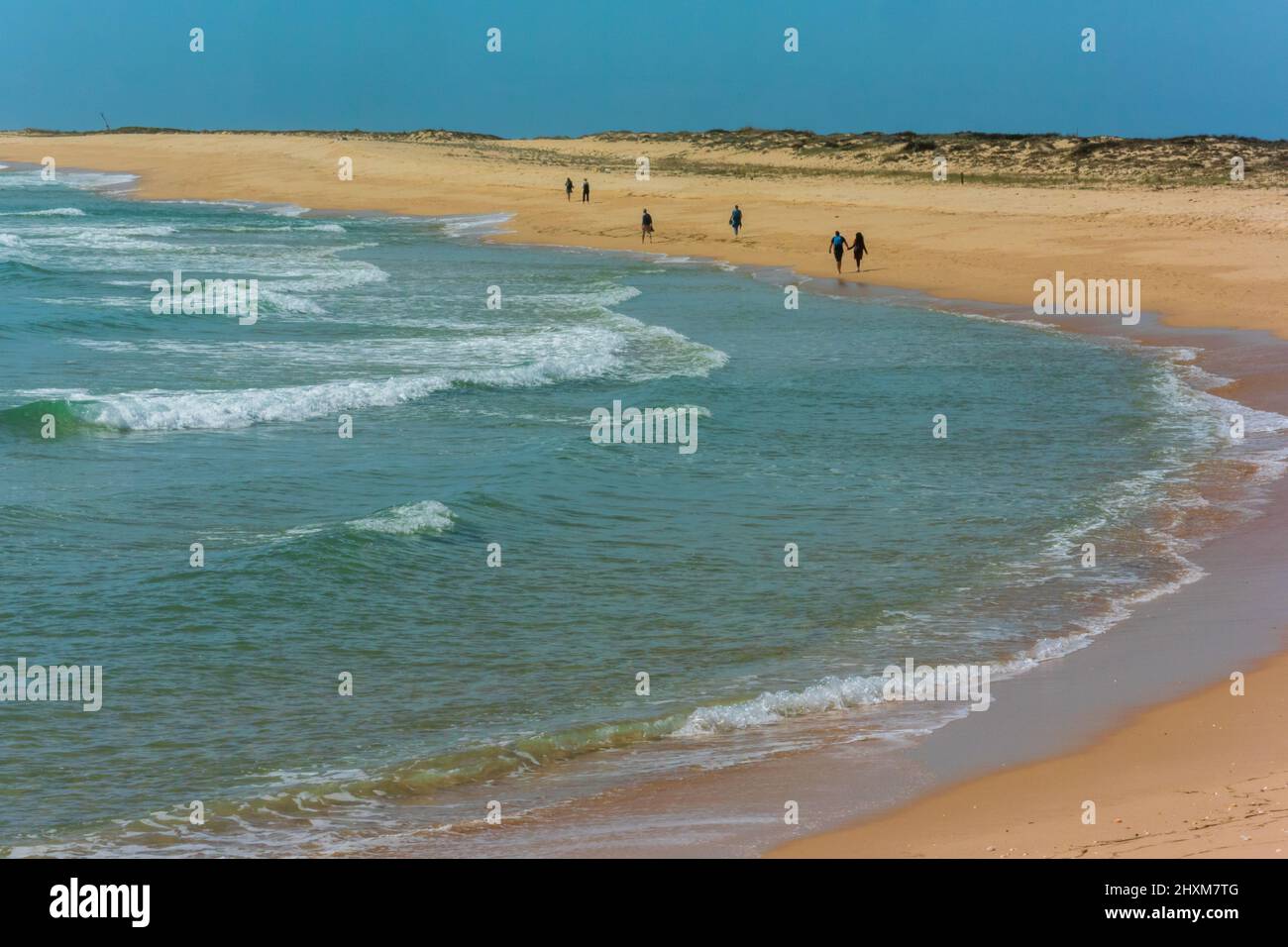 Faro, Portugal, Panoramic View, People Walking on Beach Scene, Deserted ...