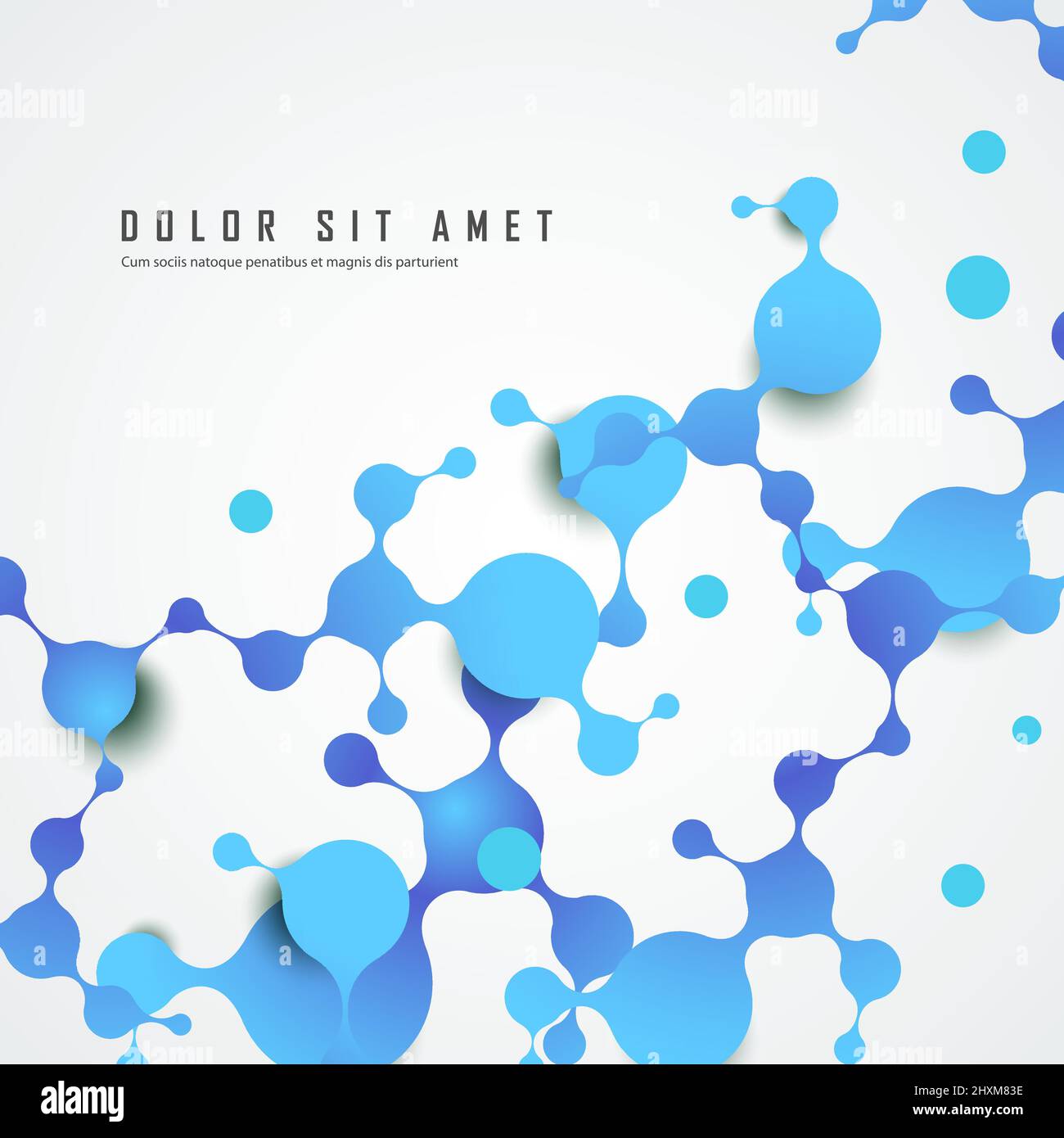 Atoms and molecular structure with blue connected spherical particles ...