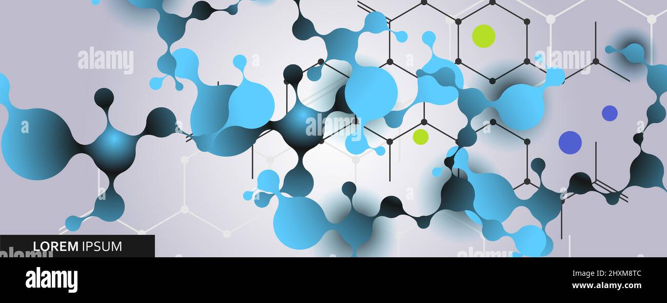 Vector color illustration connection molecules and hexagon pattern ...