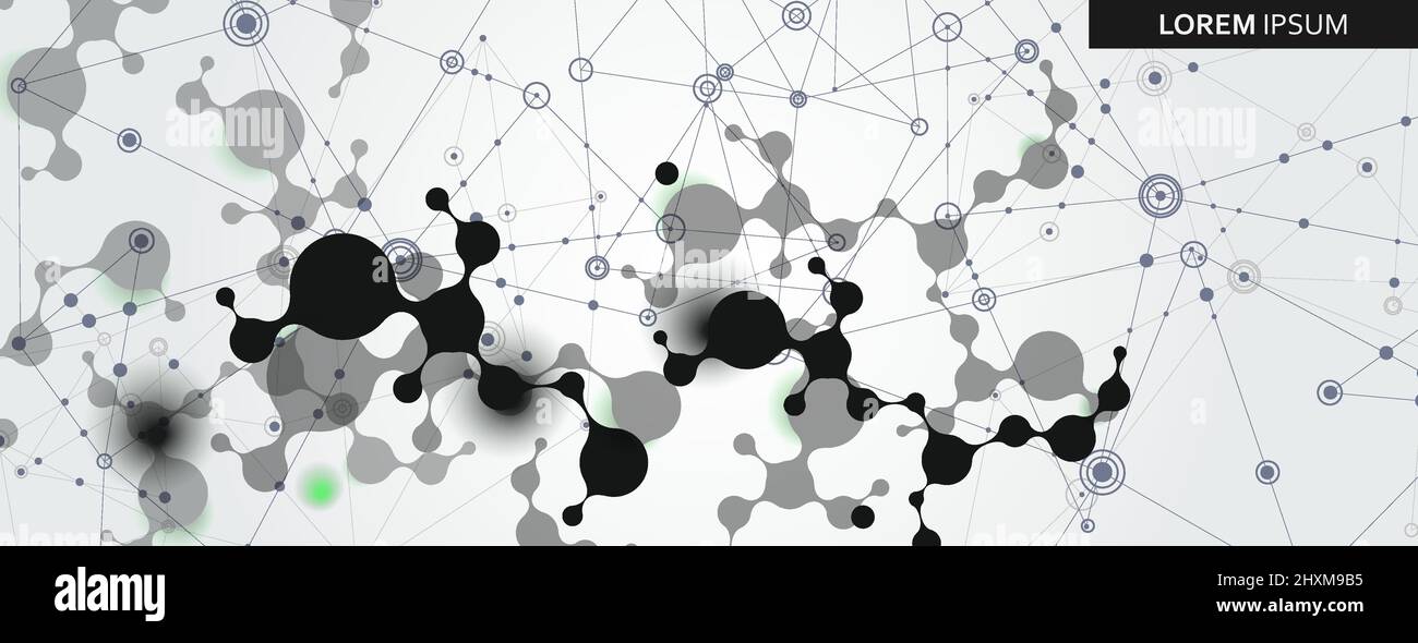 Vector illustration with molecules connection pattern on simple banner ...