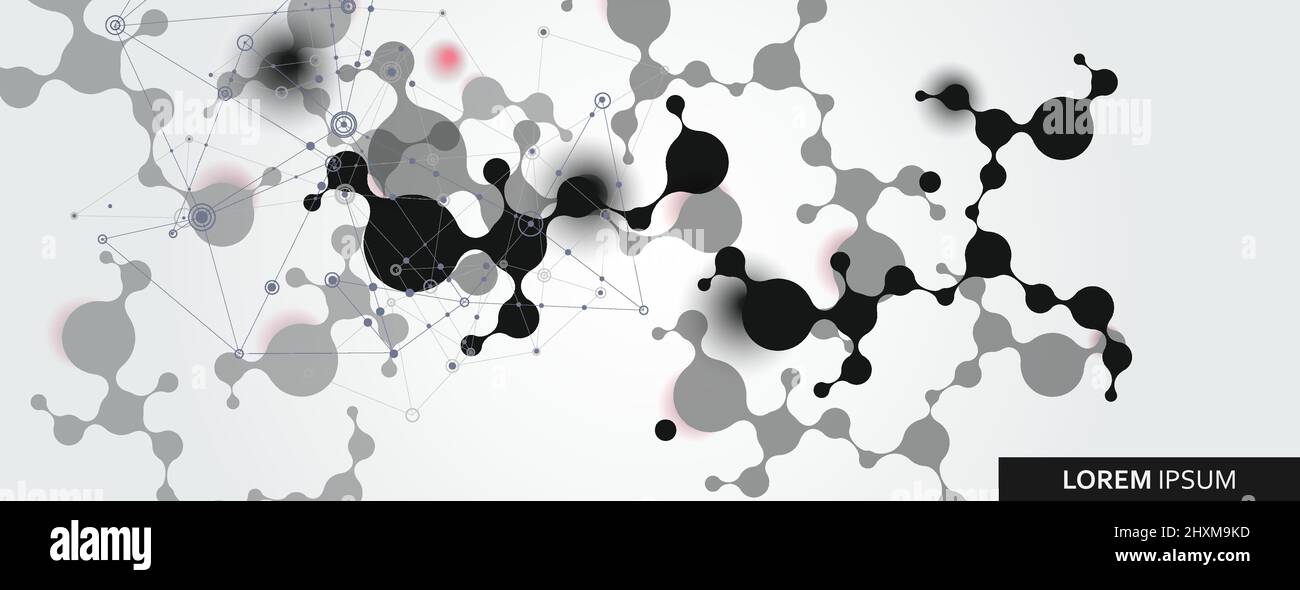 Vector abstract with connection molecules, atoms and DNA background ...
