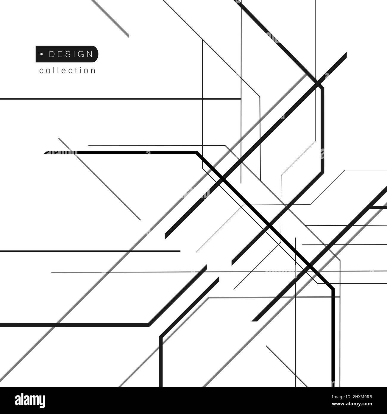 Random chaotic lines on white background with abstract geometric ...