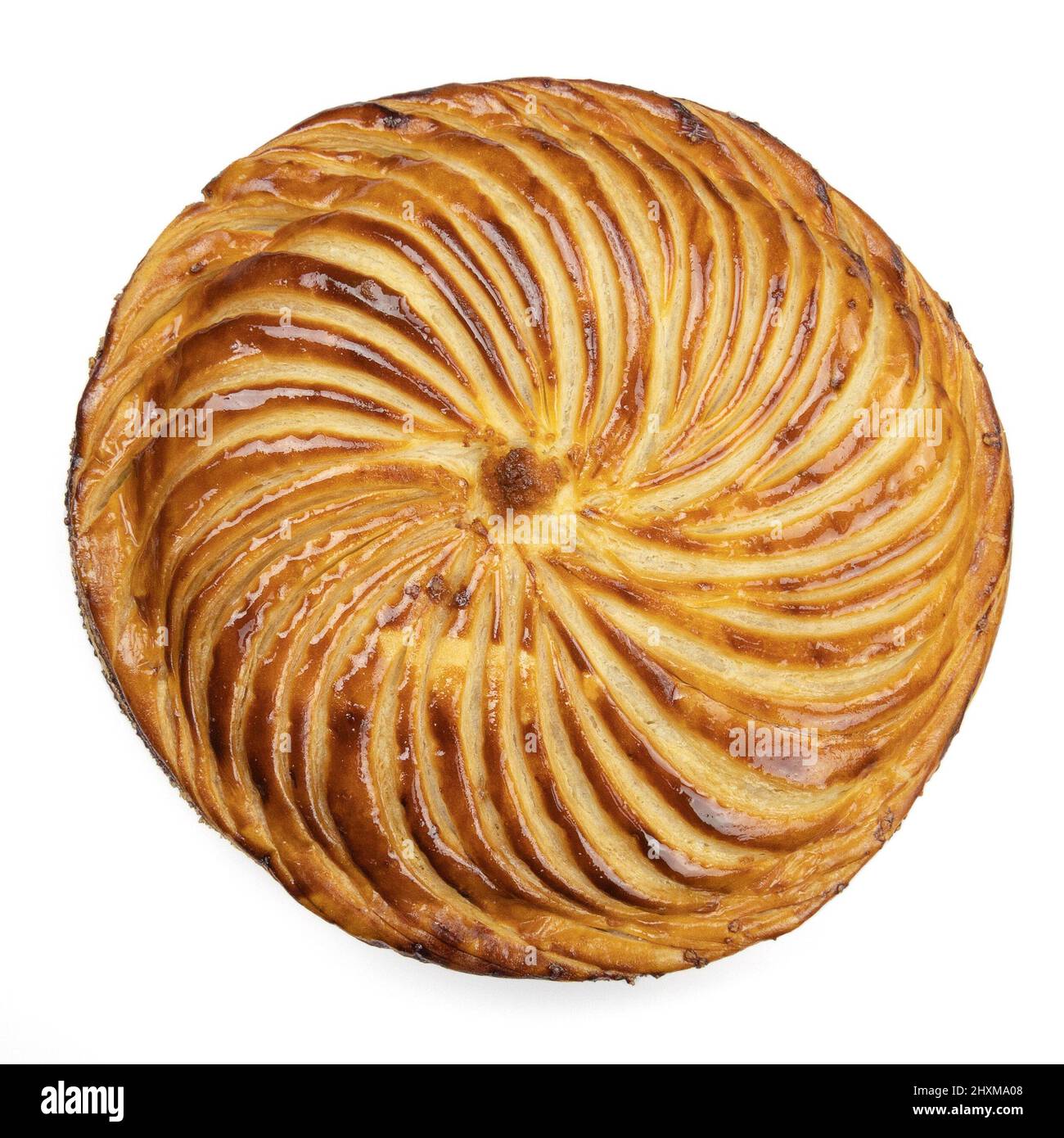 top view of a galette des rois on a white background Stock Photo - Alamy