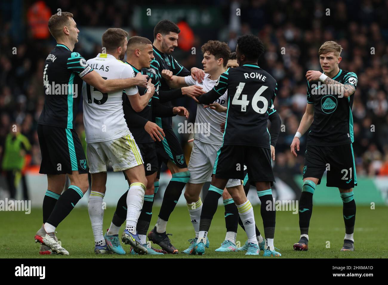 Tempers rise between the two teams as Referee Stuart Attwell goes over ...