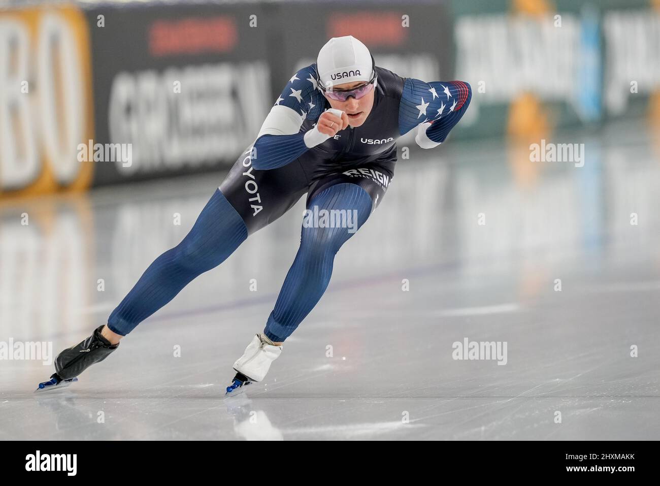 HEERENVEEN, NETHERLANDS - MARCH 13: Kimi Goetz of USA competing in the ...