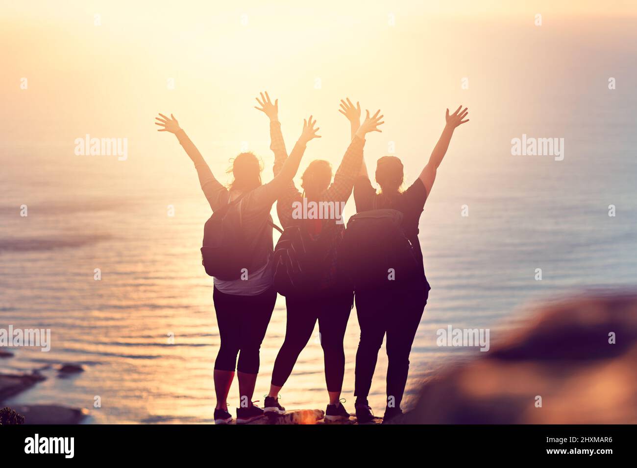 Its a meaningful accomplishment. Shot of a group of friends on a ...